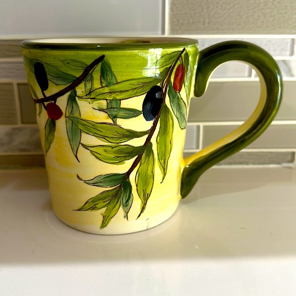 Dining | Olives Light Yellow And Olive Green 2 Oz Ceramic Mug | Poshmark